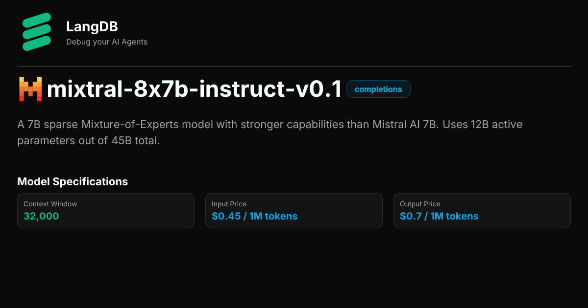 mixtral-8x7b-instruct-v0.1 by bedrock | AI Model Pricing, Performance ...