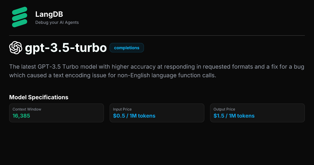 gpt-3.5-turbo by openai | AI Model Pricing, Performance & API Access ...
