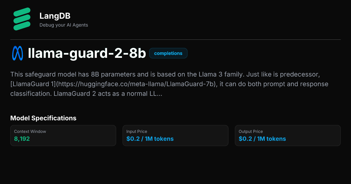llama-guard-2-8b by openrouter | AI Model Pricing, Performance & API ...
