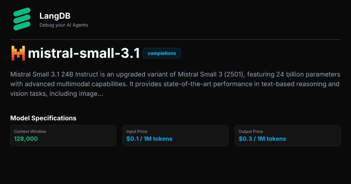 mistral-small-3.1 by mistralai | AI Model Pricing, Performance & API ...