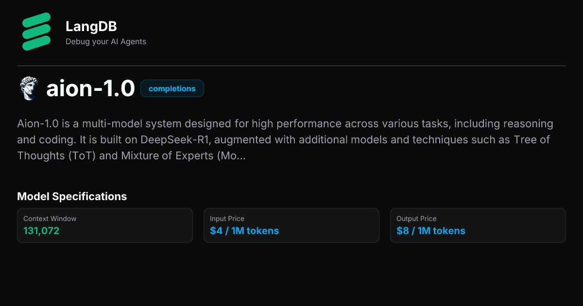 aion-1.0 by openrouter | AI Model Pricing, Performance & API Access ...