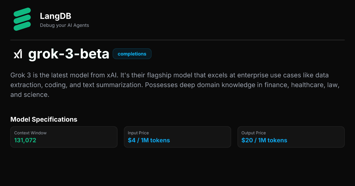 grok-3-beta by openrouter | AI Model Pricing, Performance & API Access ...