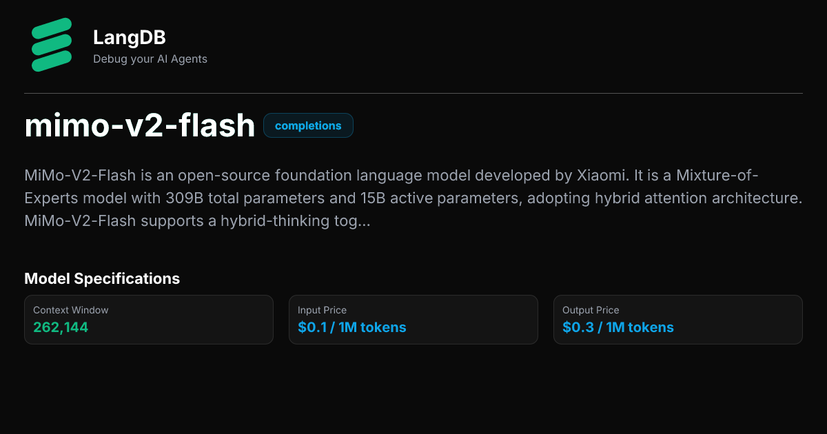 mimo-v2-flash by openrouter | AI Model Pricing, Performance & API ...