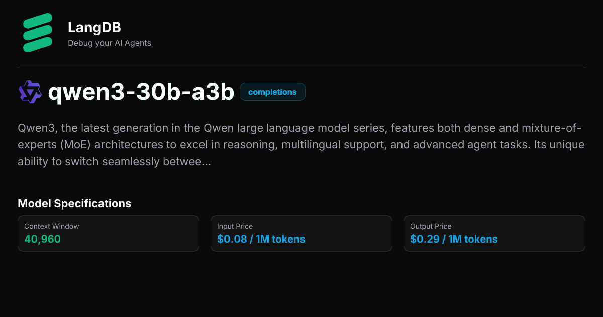 qwen3-30b-a3b by deepinfra | AI Model Pricing, Performance & API Access ...